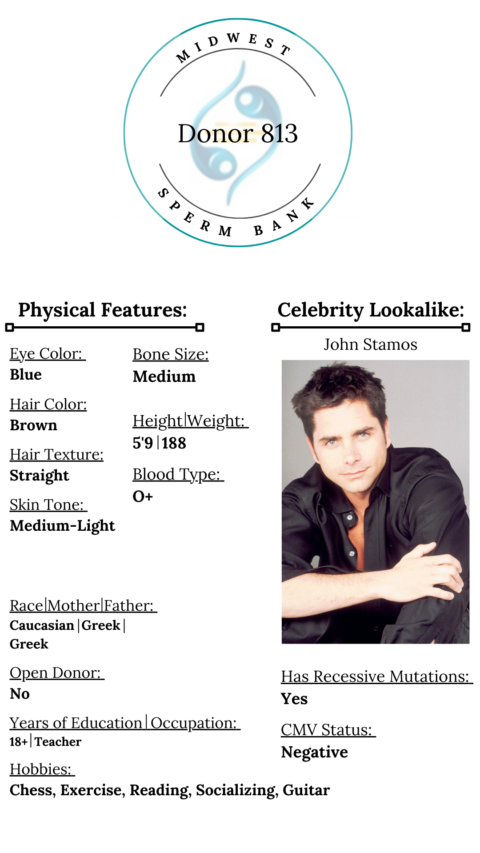 813 donor profile page | Midwest Sperm Bank
